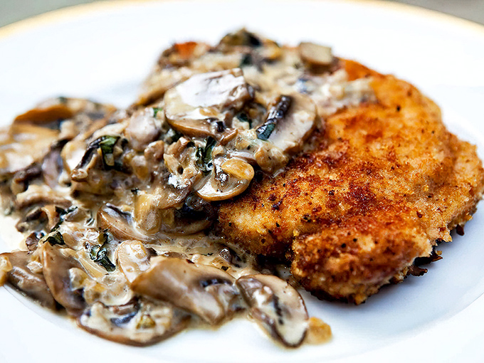 Golden, crispy, and topped with creamy mushrooms—this is what pork chops dream of becoming when they grow up.