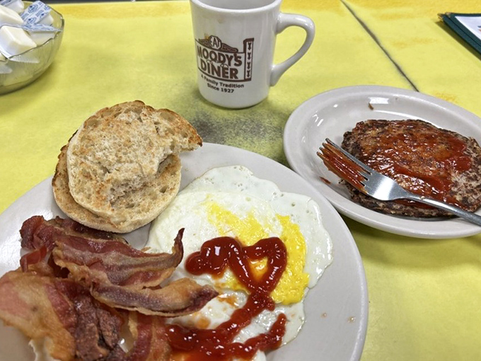 Breakfast perfection doesn't need fancy plating&mdash;just eggs with personality, bacon with attitude, and a biscuit that means business.