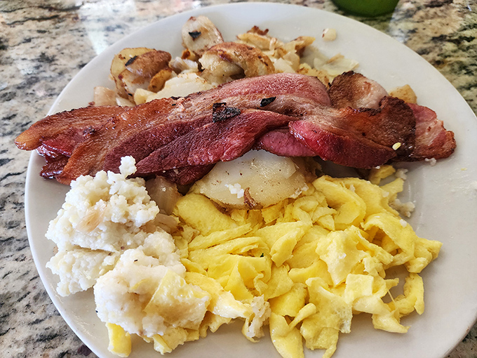 Bacon, eggs, hash browns, and grits on one plate&mdash;this is what morning victory looks like in Pennsylvania.