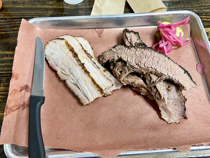 That gorgeous smoke ring on the brisket is what barbecue dreams are made of&mdash;perfectly pink and impossibly tender.