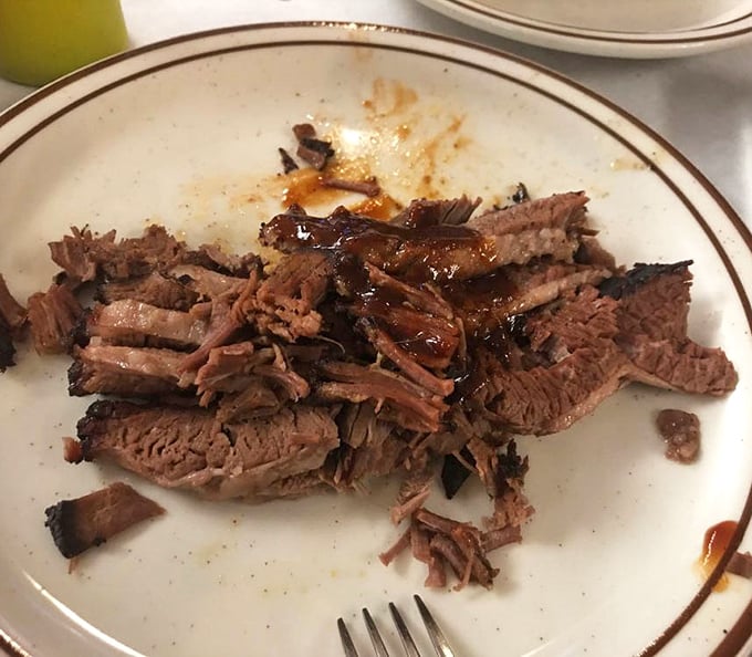 Brisket that doesn't need a filter&mdash;tender, pink-ringed perfection that would make a Texan nod in approval. Smoke ring? More like a smoke halo.