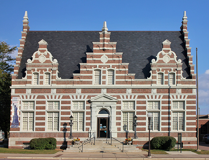 The Brown County Historical Society Museum wears its Dutch Renaissance style like a Sunday suit, impossibly dignified yet inviting.