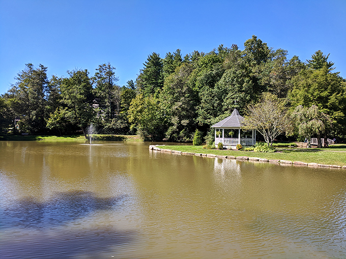 This gazebo by the lake is where time slows down and conversations deepen, like a scene from a Nicholas Sparks novel come to life.