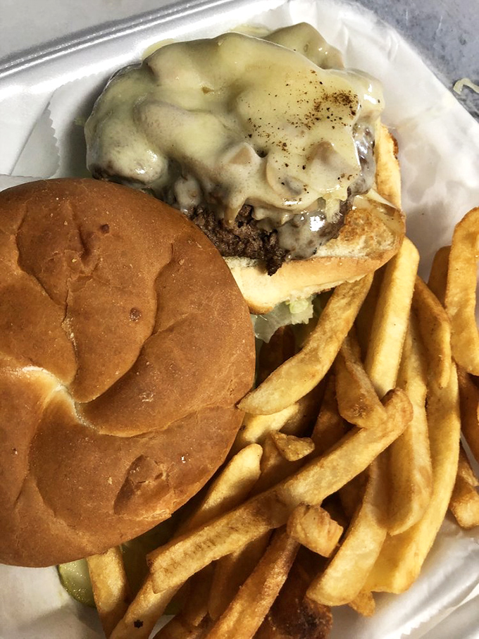 Behold, the cheeseburger in its natural habitat—gloriously melty, perfectly charred, and ready to make your day significantly better than it was five minutes ago.