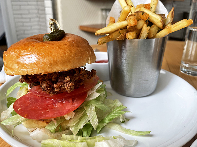 The burger that launched a thousand food pilgrimages, complete with a perfectly toasted bun, fresh lettuce, and fries so golden they deserve their own Instagram account.
