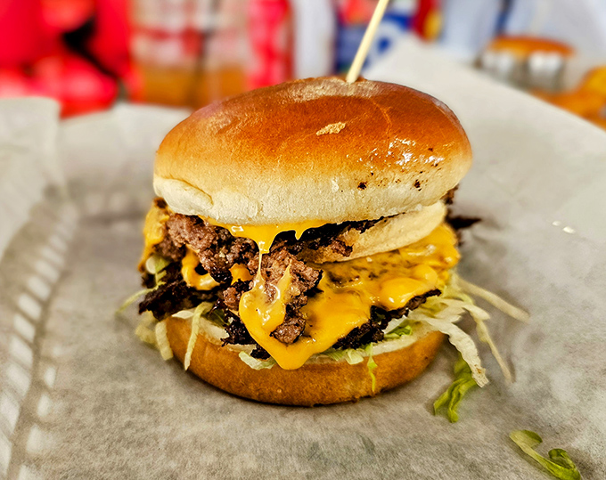 Behold the double cheeseburger in all its glory—thin-smashed patties with those magical crispy edges that burger dreams are made of.