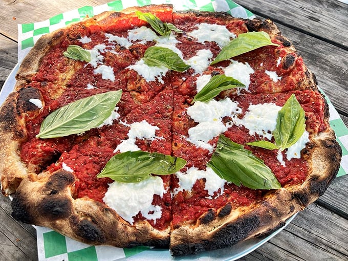 The Margherita pizza showcases what Pizza Marvin does best&mdash;perfectly charred crust, bright tomato sauce, fresh basil, and cheese that makes you weak in the knees.