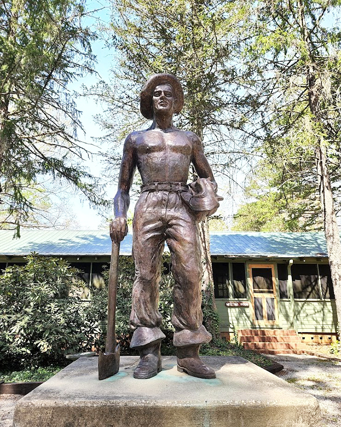 A bronze tribute to the CCC workers who built this paradise. These guys created Instagram-worthy spots decades before filters existed.