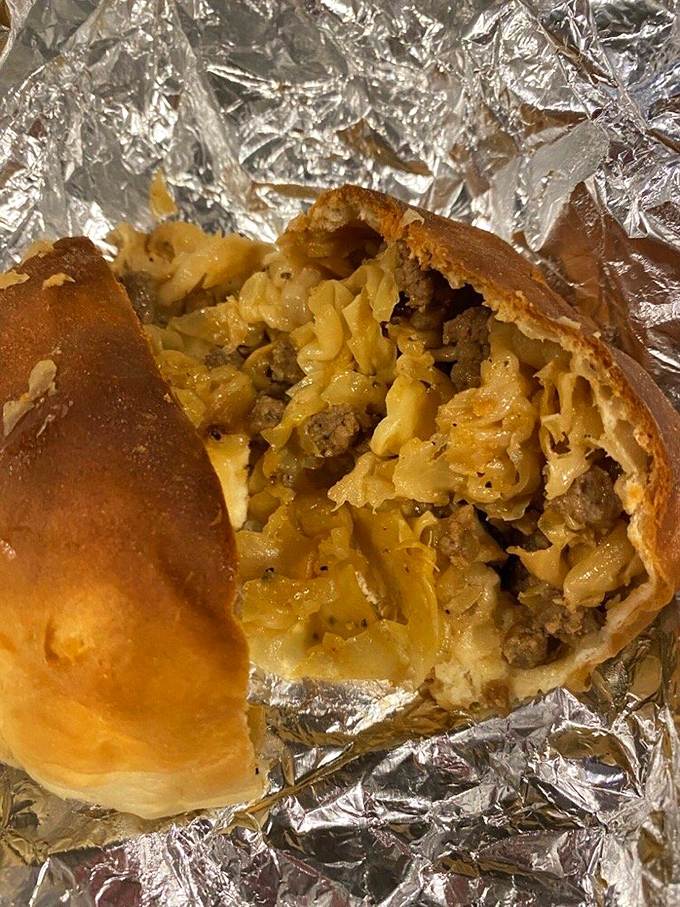 Behold the legendary cabbage burger in all its golden, stuffed-to-bursting glory&mdash;this is what happiness looks like wrapped in dough.