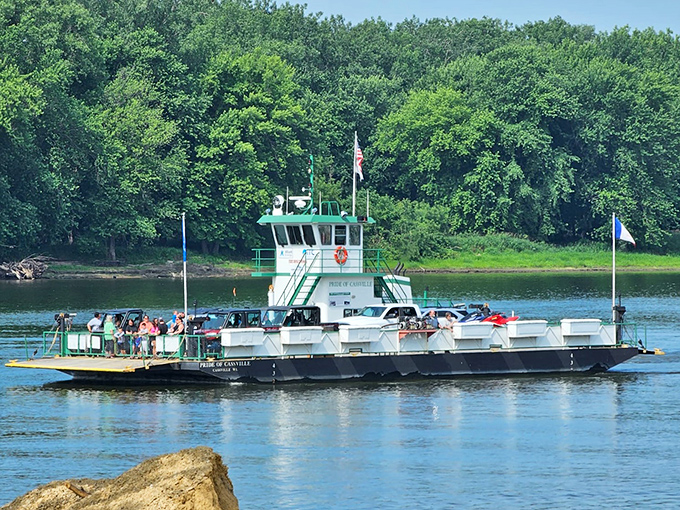 Who needs modern cruise ships? The Cassville Car Ferry has been connecting Wisconsin and Iowa since 1833, with 100% fewer buffet lines.