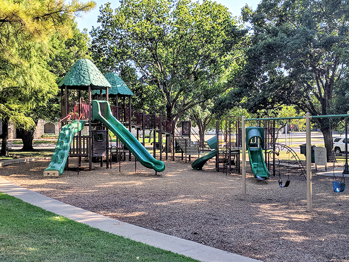 Green slides and shaded play areas&mdash;Central Park offers the universal language of "wheeeee!" for kids while parents enjoy a moment's peace.
