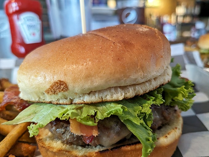 This cheeseburger arrives looking exactly like what you ordered&mdash;just magnificently bigger than your reasonable expectations suggested it would be. 