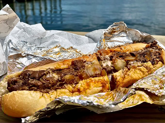 Behold the star of our show: layers of thinly sliced ribeye and melted cheese cradled in a perfect roll. This cheesesteak doesn't need Philadelphia's permission to be magnificent.