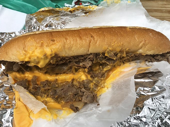 Behold the holy grail of mountain dining: a proper cheesesteak with perfectly chopped meat and molten cheese cascading through every glorious bite.