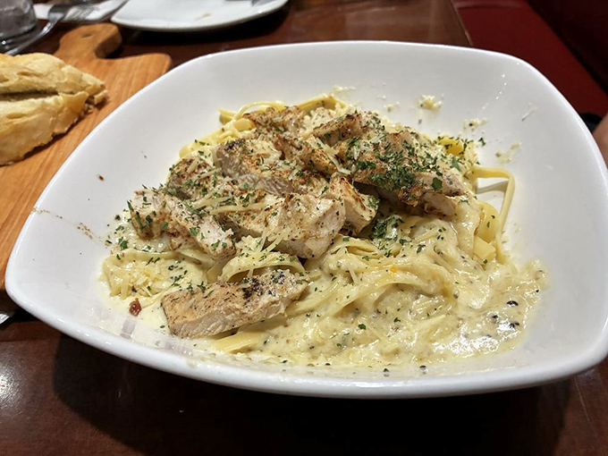 Creamy chicken alfredo proves this kitchen's talents extend well beyond the smoker.