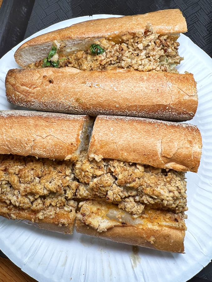 Behold the star of the show &ndash; perfectly chopped chicken, melted cheese, and that ideal roll create a cheesesteak worth dreaming about.