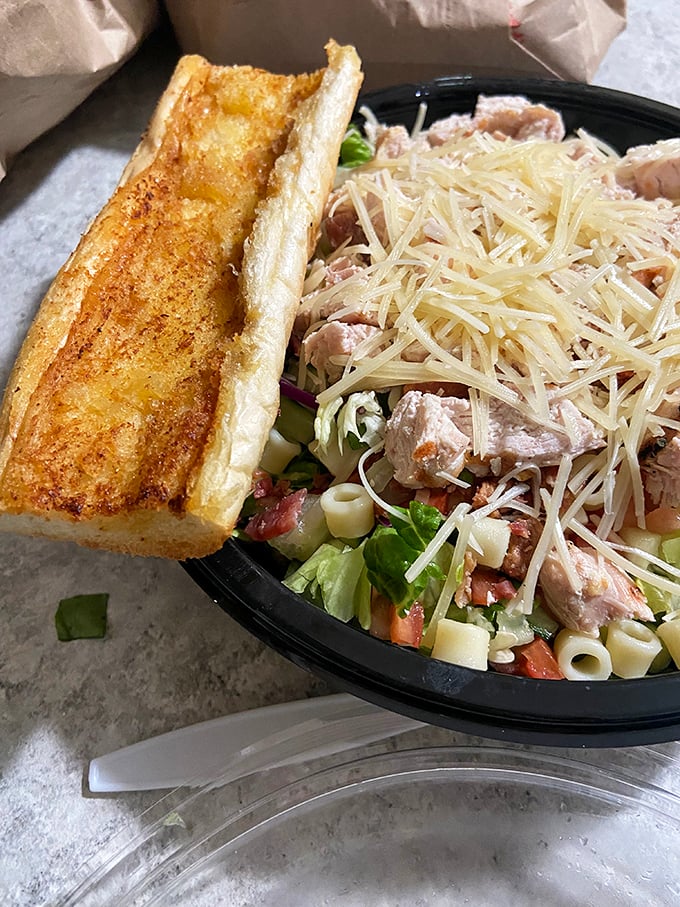 Even the salads at Pop's mean business. This chicken Cobb with garlic bread could convert the most dedicated sandwich enthusiast.