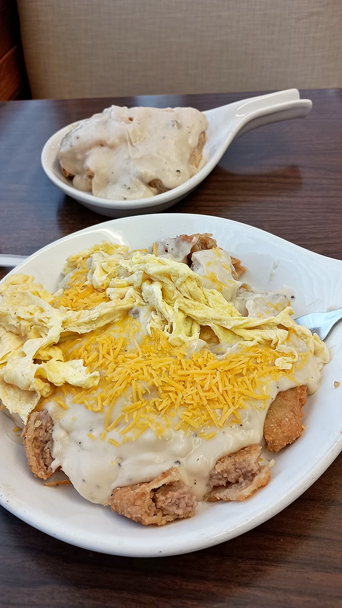Behold: the chicken fried steak that launched a thousand road trips. That golden-brown crust and river of gravy should have their own California historical landmark designation.