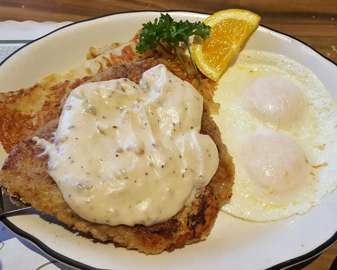 This chicken fried steak doesn't just come with gravy&mdash;it comes with a side of "where have you been all my life?" Crispy, tender, and utterly perfect.