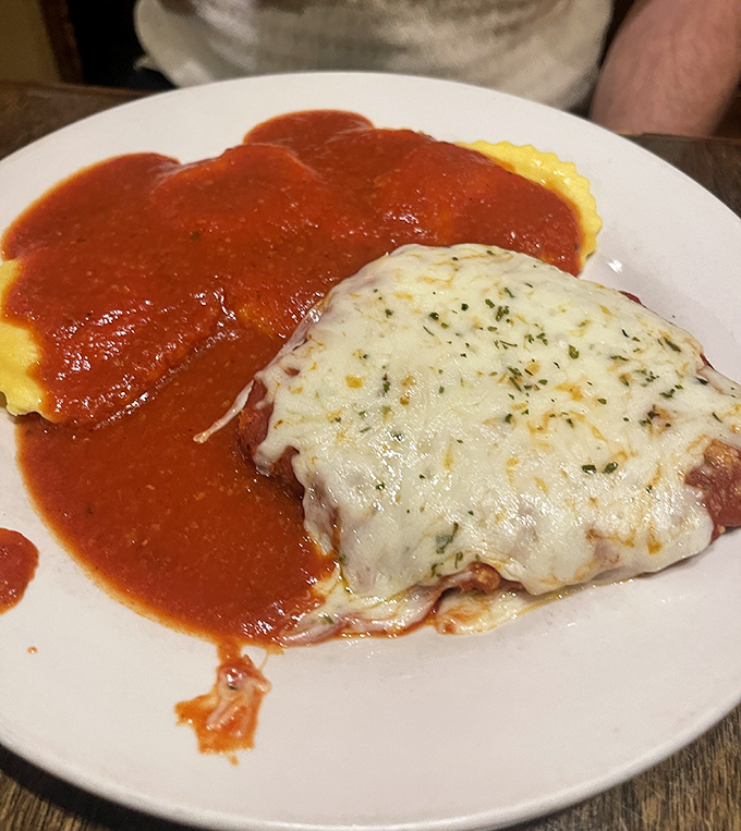 Behold the star attraction &ndash; chicken parmesan that makes grown Minnesotans drive for hours. That cheese pull alone deserves its own Instagram account.