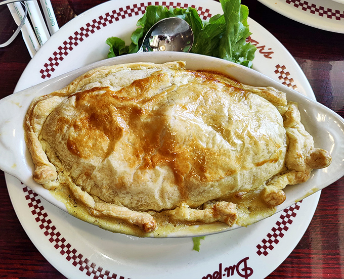 Behold the star of our show: a golden-domed chicken pot pie that makes all other pot pies question their life choices.