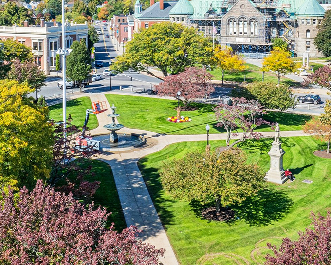 Taunton Green bursts with color during spring, creating a postcard-perfect town center. The kind of public space that makes you remember why communities matter.