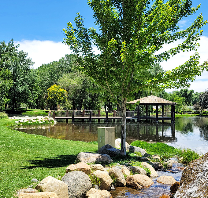 Bishop City Park offers the kind of peaceful pond views that make you forget smartphones exist.