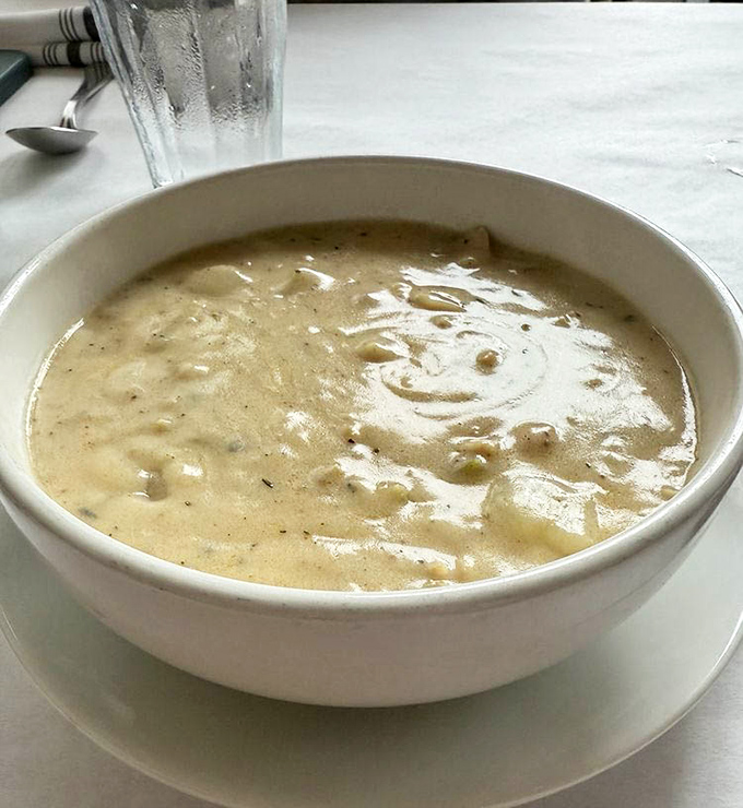 Behold the legendary New England Clam Chowder &ndash; creamy, dreamy, and loaded with tender clams that might just make you weep with joy.