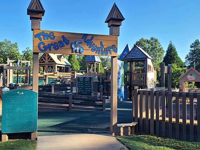 The Great Adventure playground delivers on its promise, a wooden wonderland where kids burn energy while parents secretly wish they could join in.