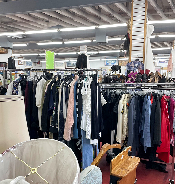 Not just clothes, but stories hanging on these racks. Each garment whispers tales of previous lives while awaiting its next chapter.