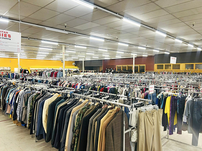 The clothing section could outfit a small Montana town through all four seasons. Marie Kondo would have a panic attack here.