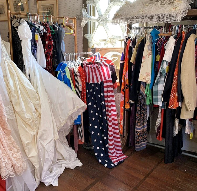 Vintage fashion heaven! From wedding gowns to stars-and-stripes, these clothes aren't just pre-loved&mdash;they're living history on hangers.