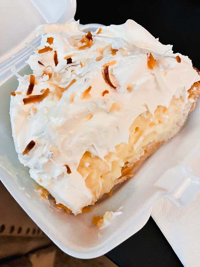The star of the show – a coconut cream pie so divine it should have its own Instagram account and fan club membership cards.