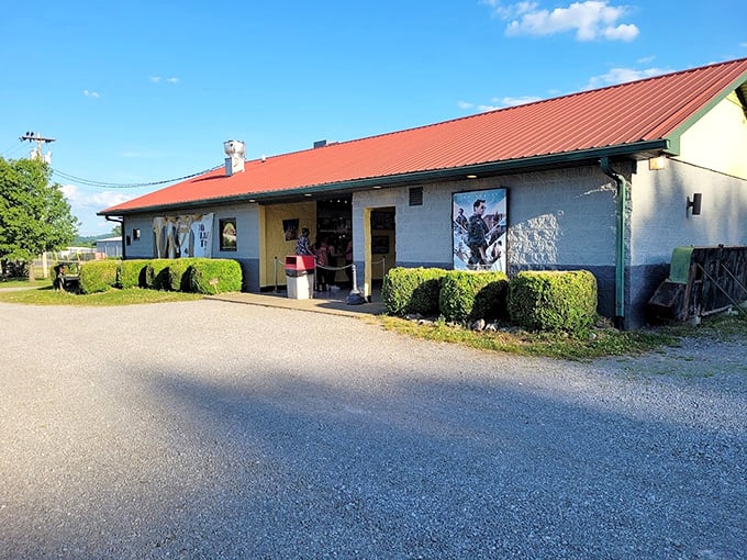 The concession building&mdash;where movie night memories are made one buttery handful of popcorn at a time. Hollywood's best companion since forever.