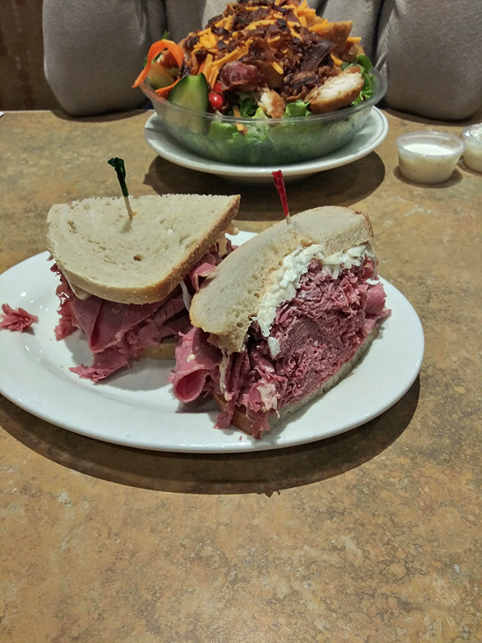 Sink your teeth into Ben & Irv's legendary, piled-high corned beef sandwich! So satisfying and truly the best.