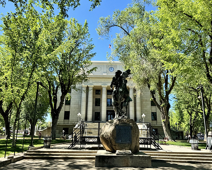 The stately Yavapai County Courthouse anchors a plaza where locals have gathered since Teddy Roosevelt's day. Those trees have heard some stories!
