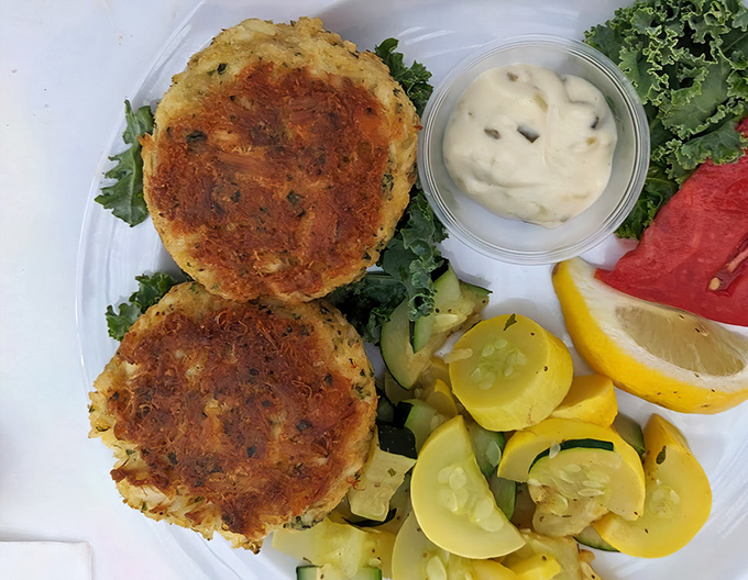 Golden-brown perfection that would make Poseidon himself weep with joy. These crab cakes are what Maryland dreams are made of&mdash;all meat, minimal filler.