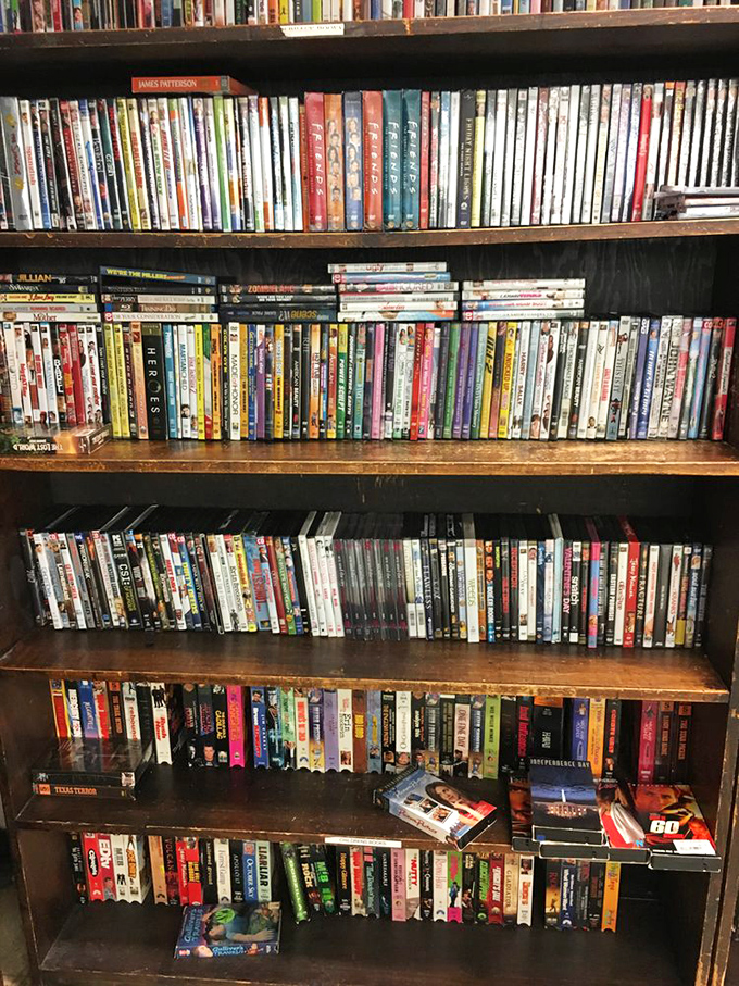 The DVD section: where forgotten blockbusters and cult classics find second lives. Remember when we actually had to stand up to change movies? Those were the days!