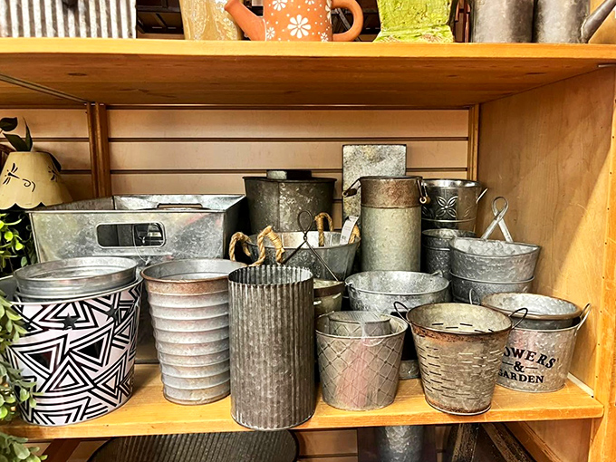 Rustic meets industrial in this collection of metal buckets and containers. Garden enthusiasts and decorators alike will find themselves inexplicably needing a vintage watering can.
