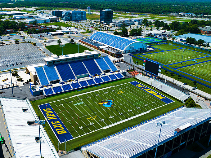 Delaware Stadium: where Blue Hens soar and tailgating becomes an art form worth perfecting.