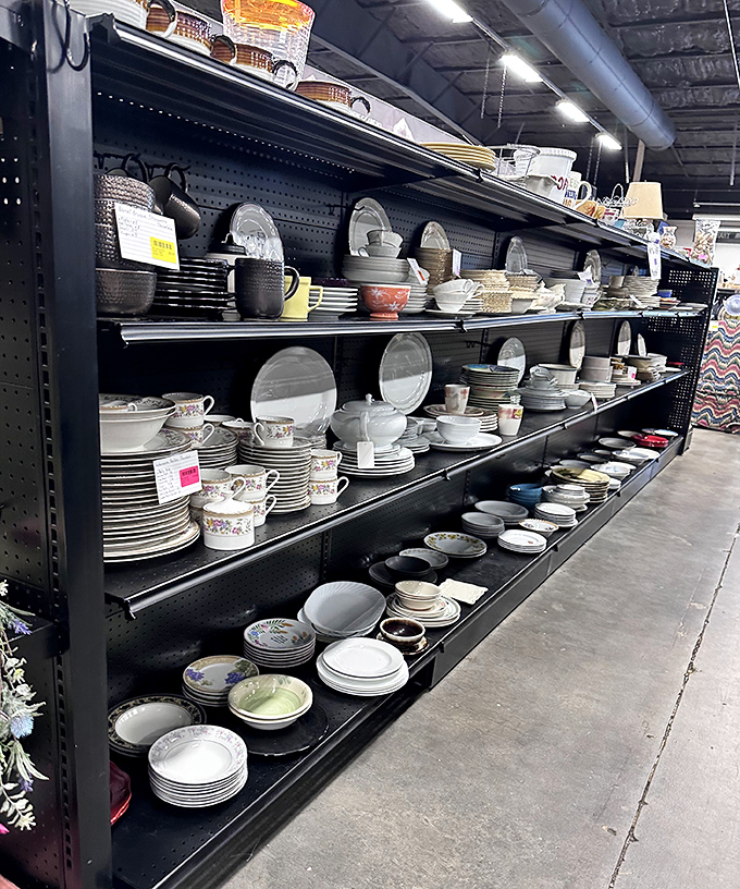 Dish-covery zone! Vintage patterns and pristine place settings await new dinner tables, proving your grandmother was right about keeping the good china.