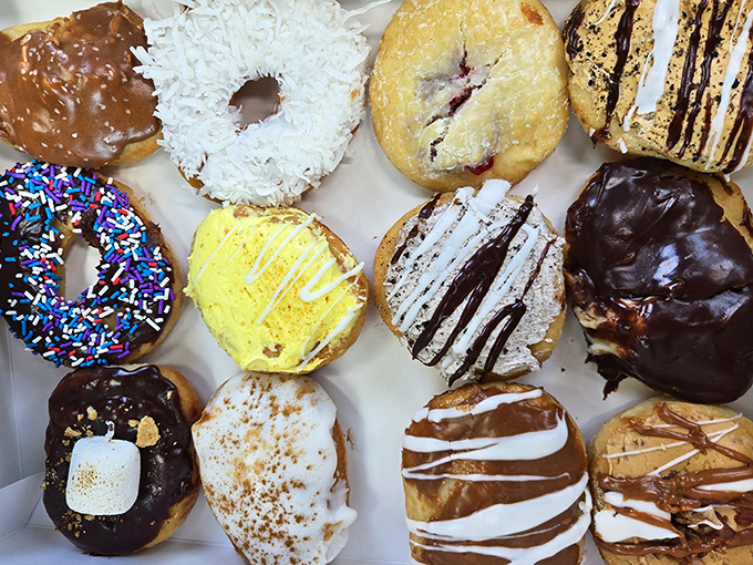 Behold the box of dreams! Each doughnut a different personality—from sprinkle-covered extroverts to sophisticated chocolate-glazed intellectuals.