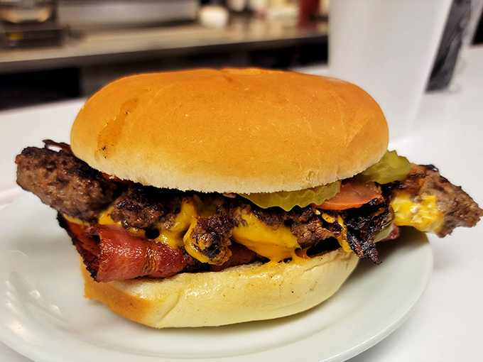 This isn't just a bacon cheeseburger&mdash;it's edible architecture where each ingredient plays its role perfectly in this meaty masterpiece.