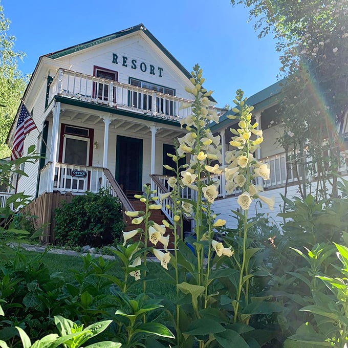 The Downieville River Inn & Resort welcomes weary travelers with Victorian charm and wildflowers that seem to whisper, "Stay awhile, won't you?"