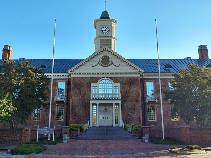 Edgecombe County Courthouse stands like a dignified elder statesman, its clock tower keeping time for generations of Tarboro residents through triumph and challenge.
