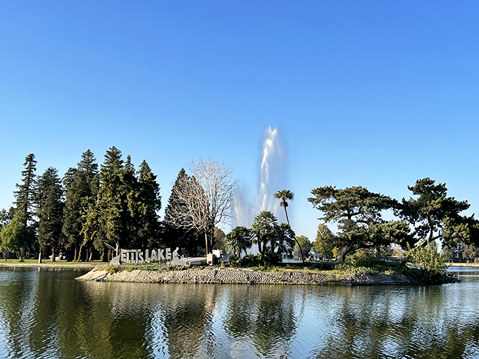 Ellis Lake's fountain creates a peaceful centerpiece for the town, where retirement dollars stretch as far as the reflections on the water.