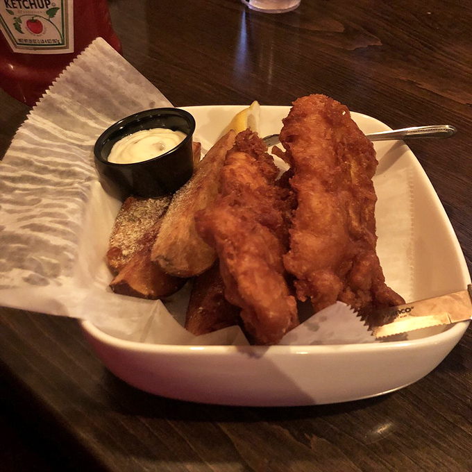 Behold the golden glory: crispy cod that could make a British grandmother weep tears of joy.