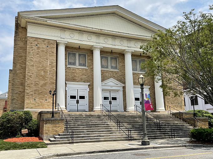 First Baptist's stately columns and classic architecture remind us that spiritual communities remain cornerstones of small-town life, offering both solace and social connection.