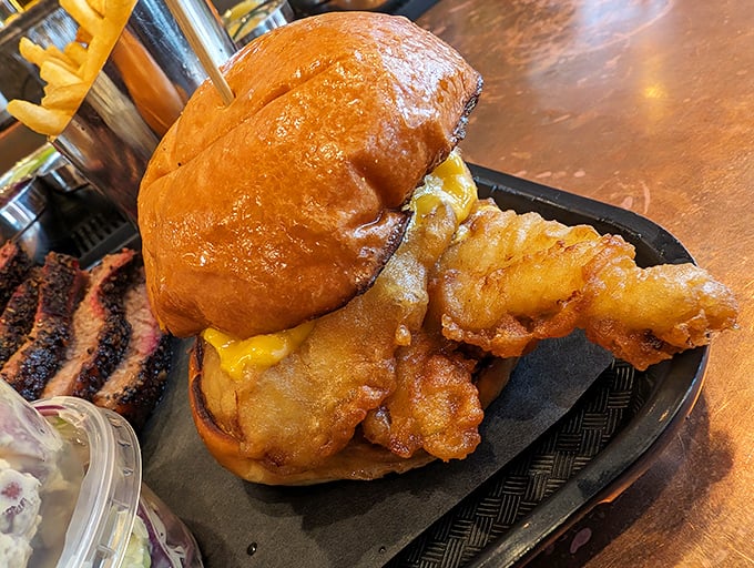 This isn't just a fish sandwich&mdash;it's architecture. Golden-fried goodness on a pillow-soft bun that makes your regular lunch look like amateur hour.