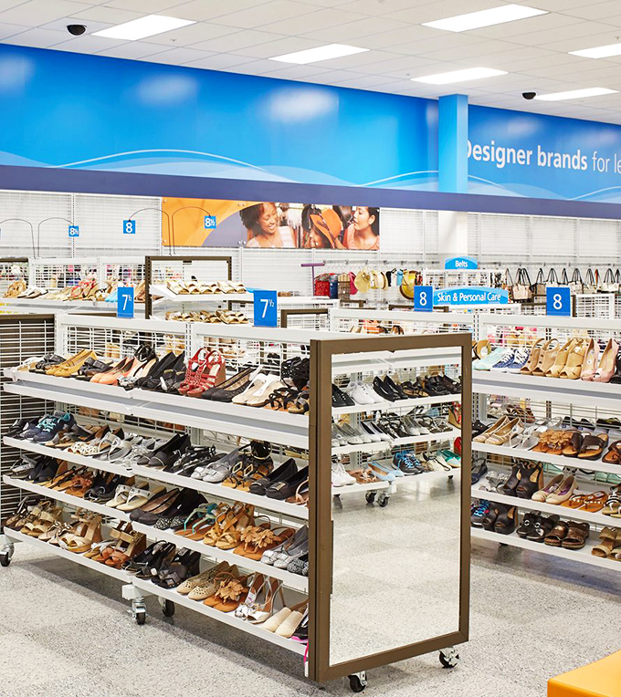 Shoe paradise or footwear fortress? Either way, these shelves hold more designer dreams than Cinderella could ever imagine.